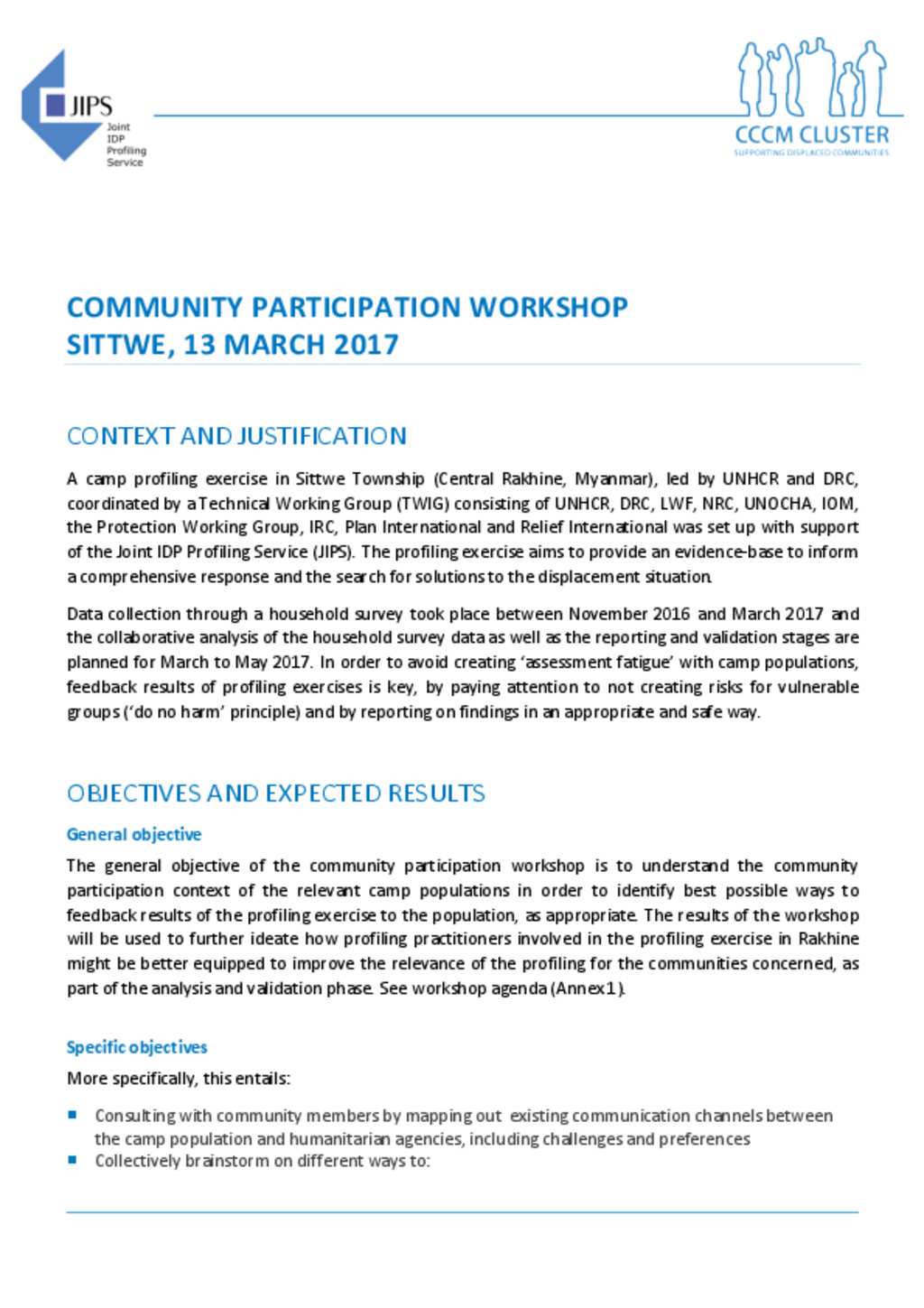 Document - Community Participation Workshop 13 March 2017