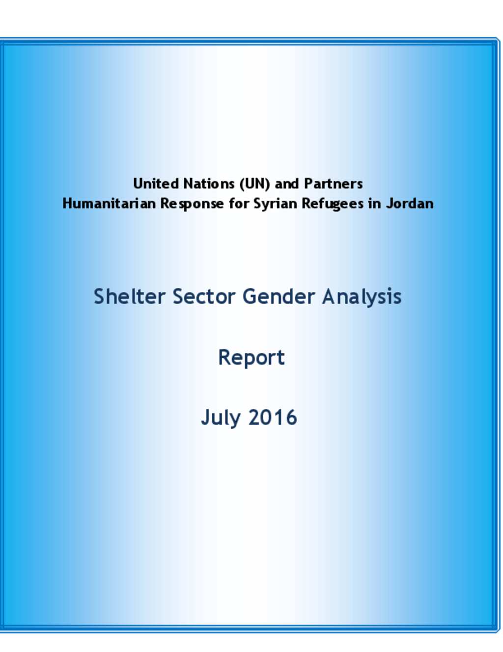 Document - Shelter Sector Gender Analysis (2016)