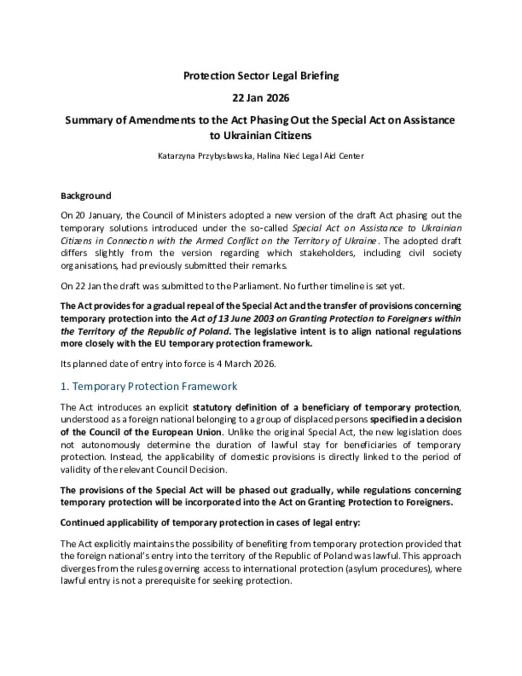 Document - Poland: Protection Sector - Legal Update (22 January 2026)