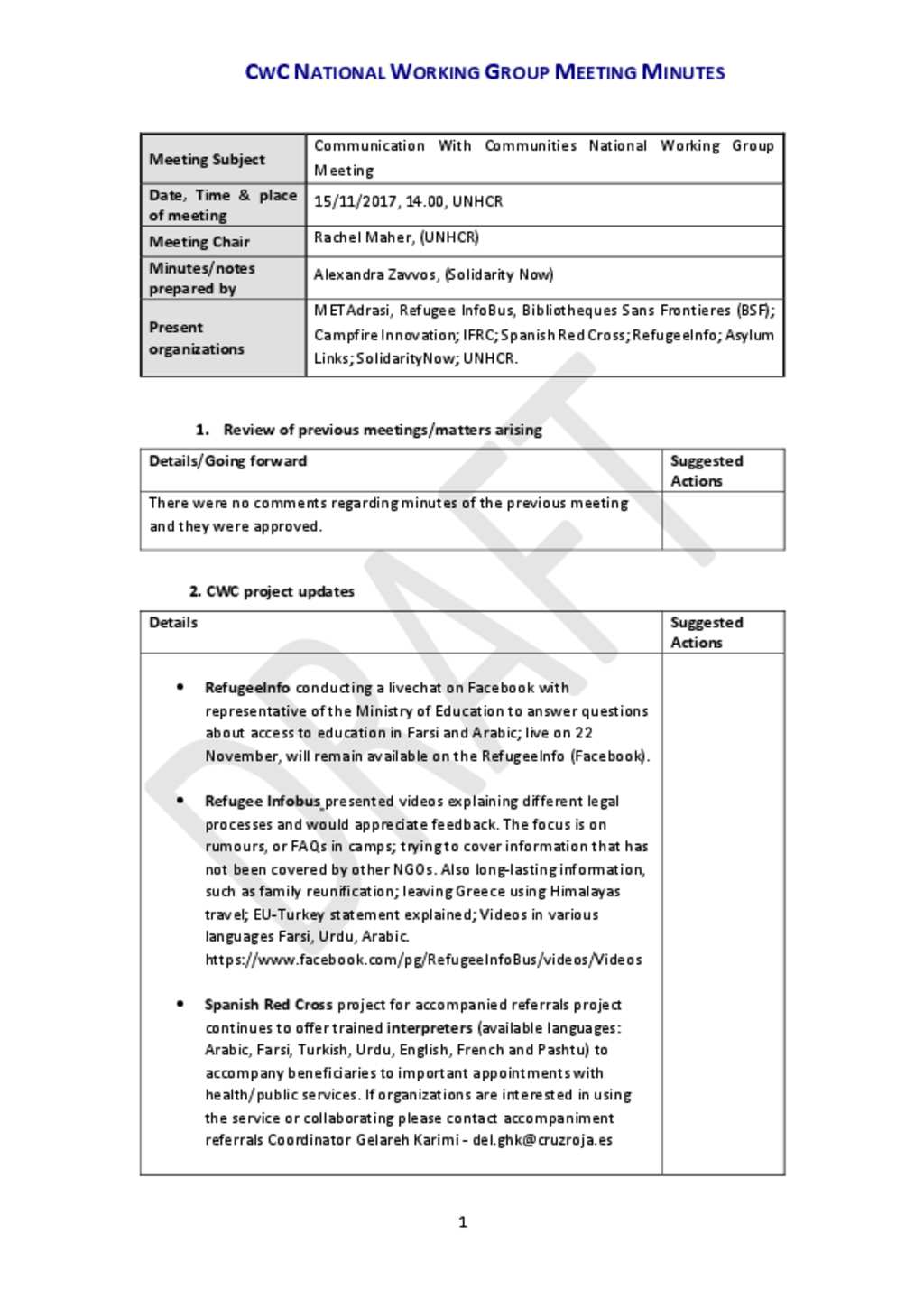 Document - CwC National Working Group Minutes, 15 November 2017