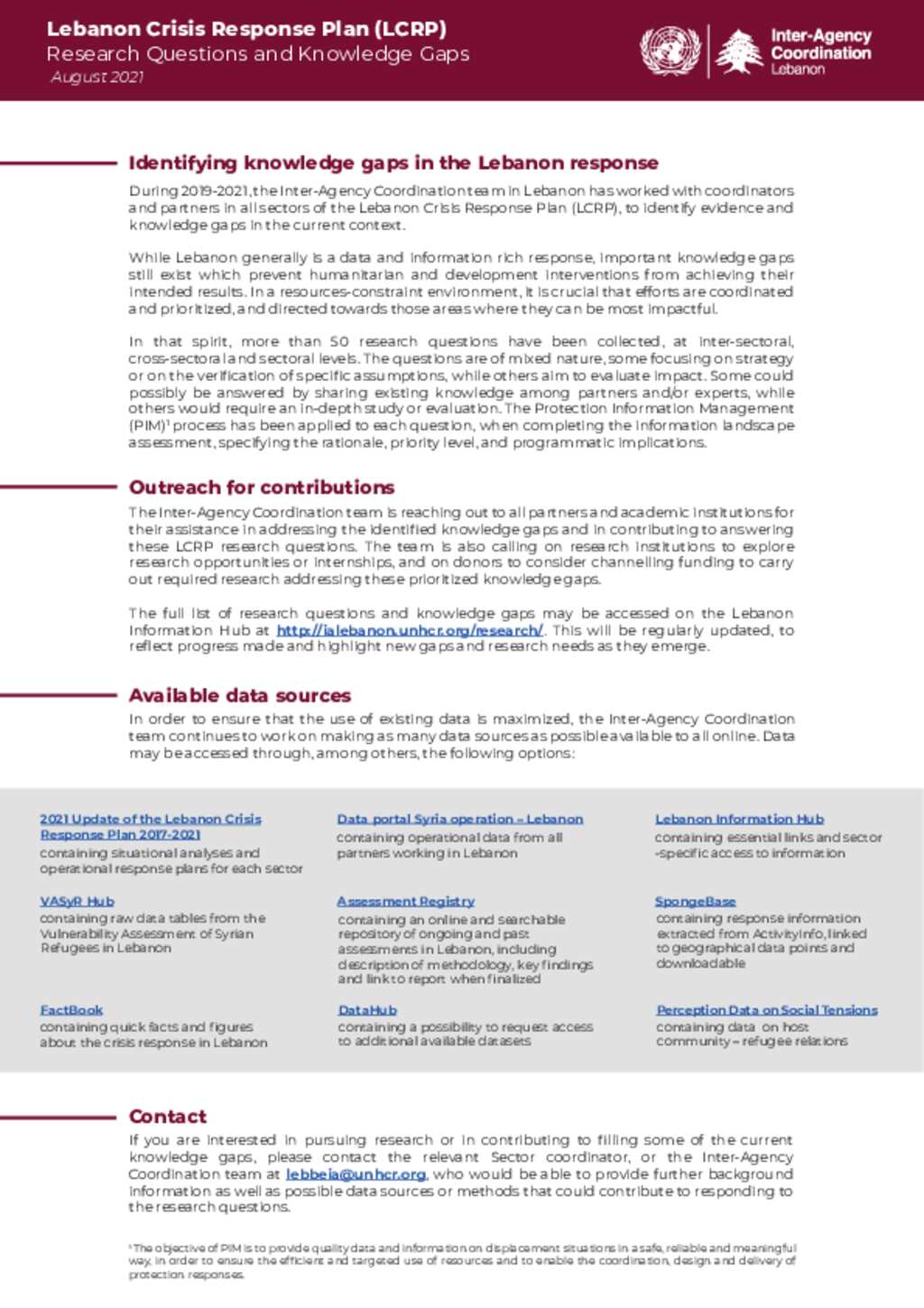 Document - Factsheet LCRP research questions