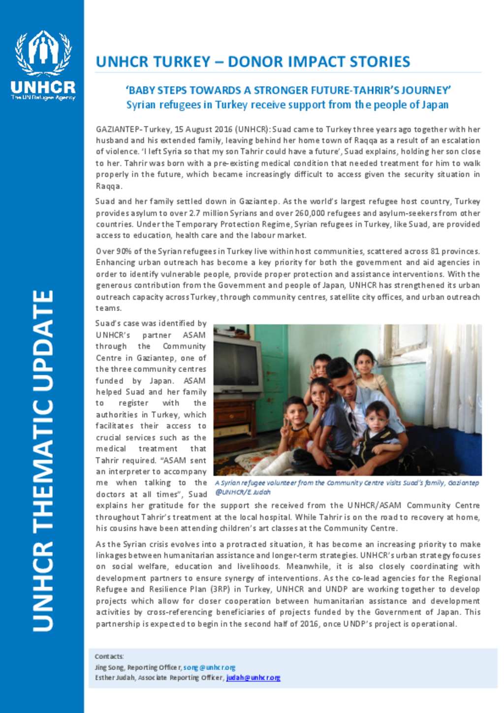 Document - UNHCR Turkey: Donor Impact stories- Japan