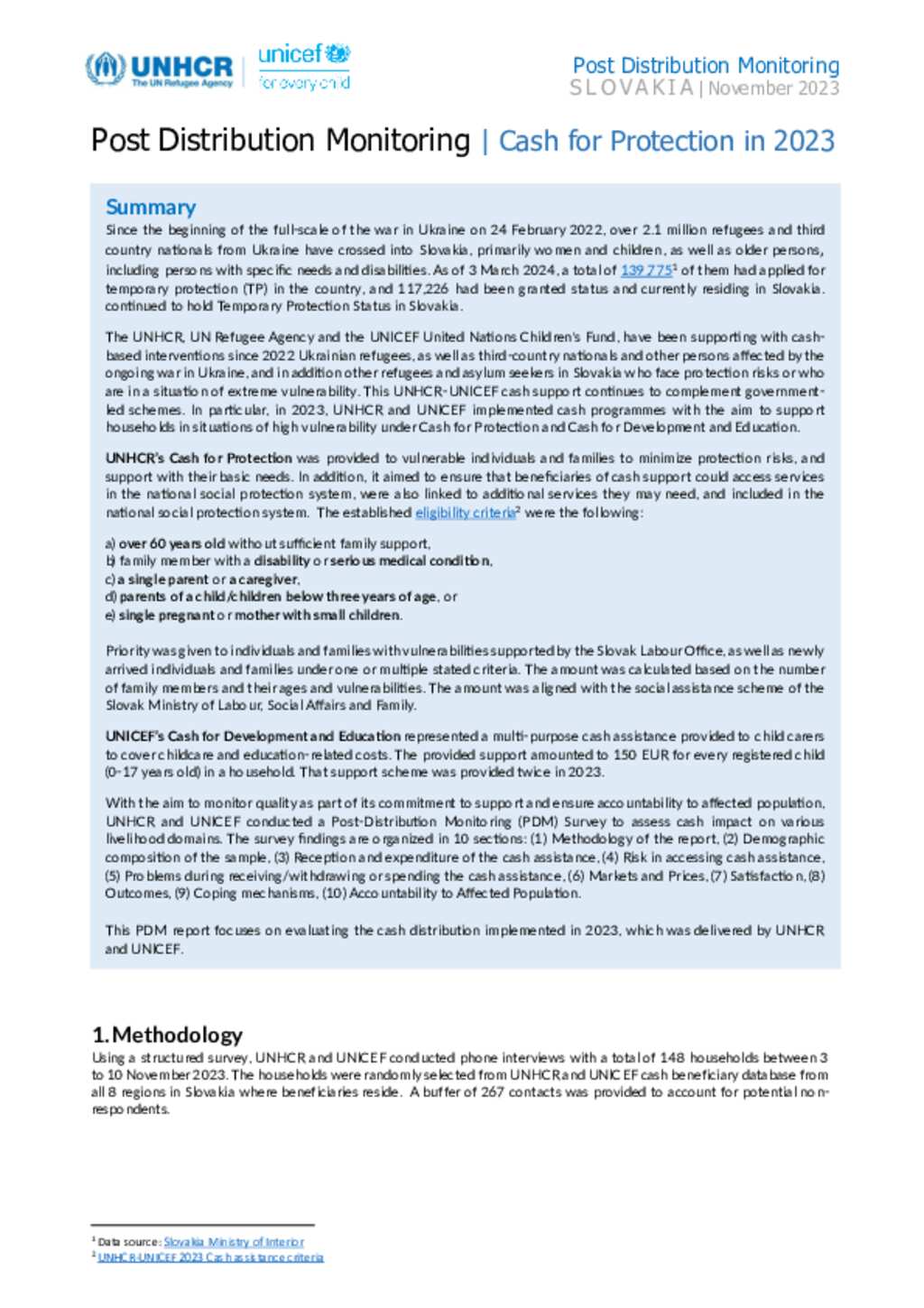 Document - Slovakia: Joint CBI Post Distribution Monitoring - UNHCR and ...