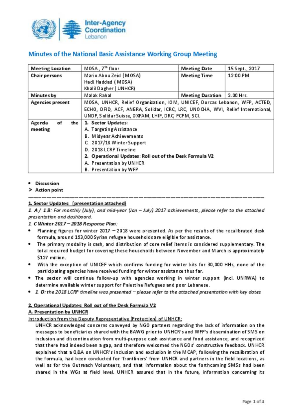 Document - National Basic assistance - Meeting of Minutes - 15 ...