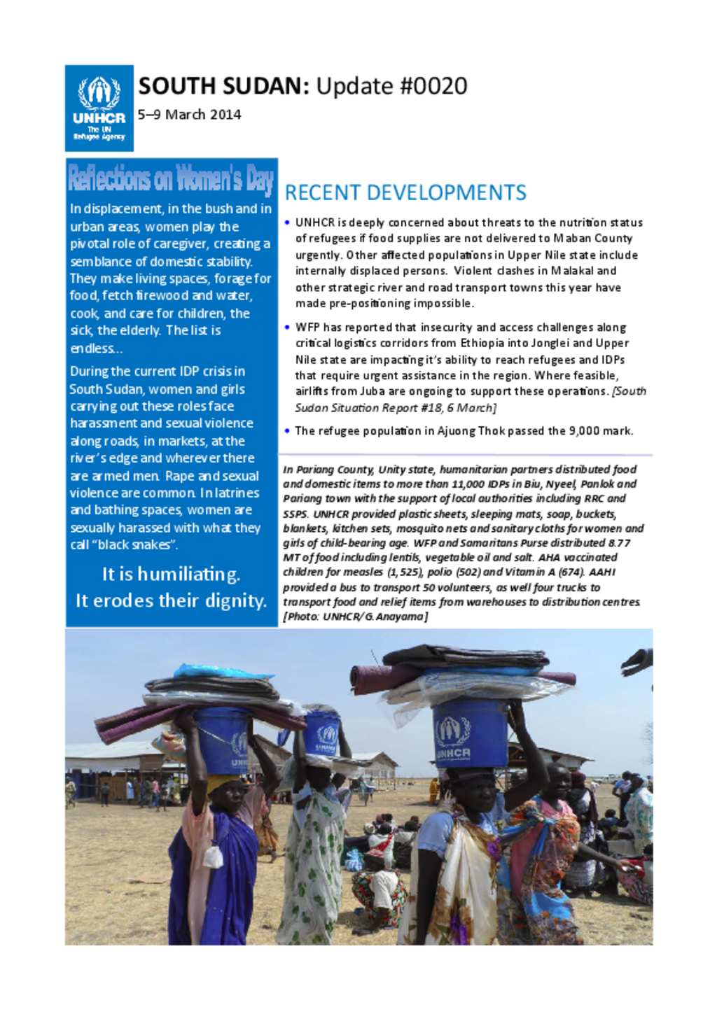 Document - UNHCR South Sudan - Situation Report #20