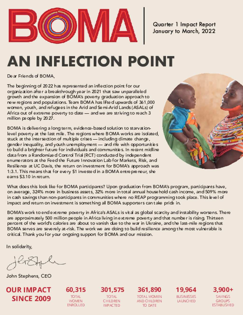 Document - BOMA - Quarterly 1 Impact Report - January to March 2022